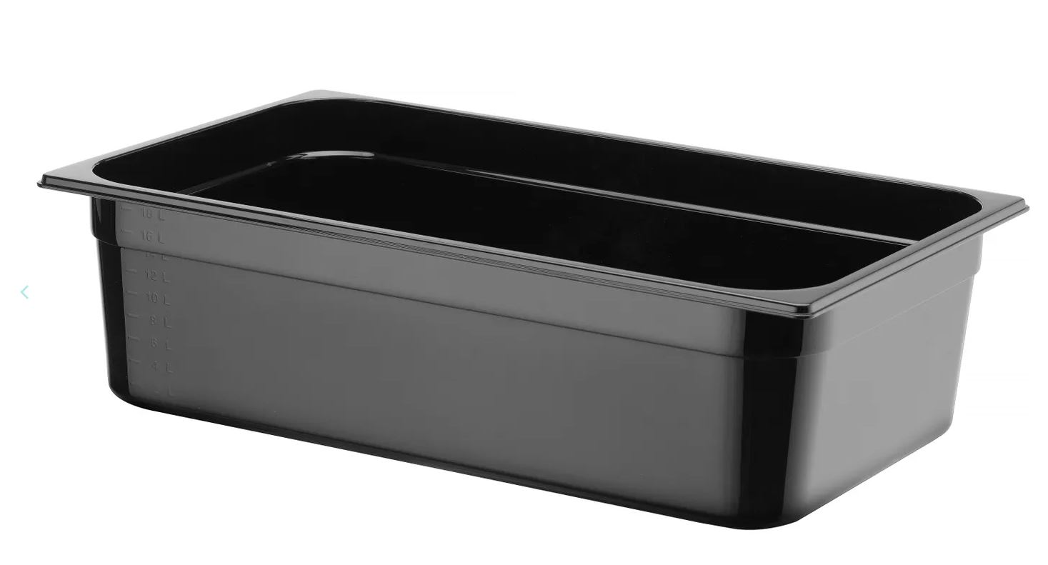 Gastro tray in black plastic 1/1 100 mm | Cateringinventar.dk